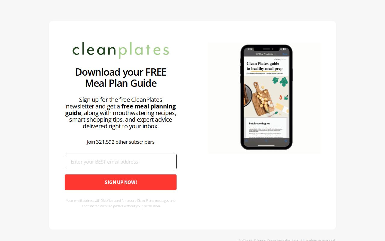 Get the Clean Plates Meal Plan Guide